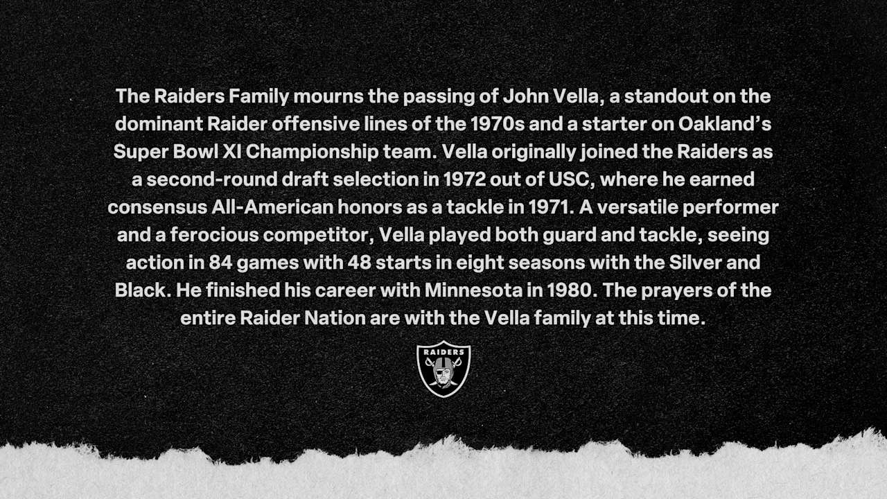 Raiders mourn the passing of John Vella