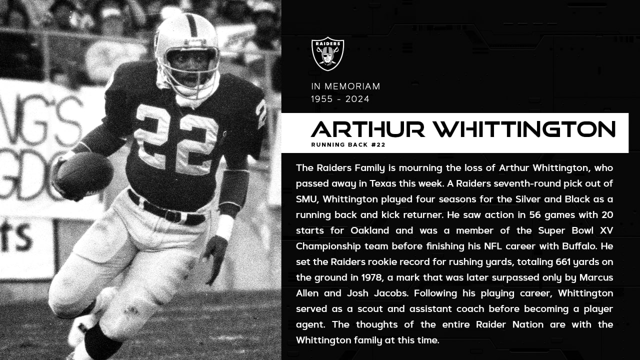 Raiders mourn the passing of Arthur Whittington