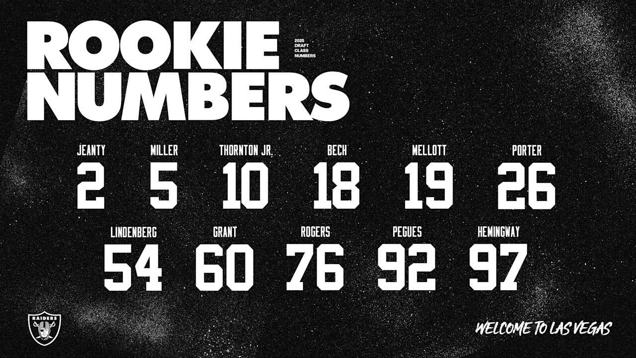 Raiders' 2025 draft class get their uniform numbers, Carlson switches ...