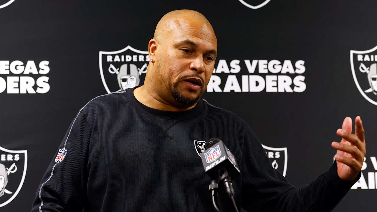 Antonio Pierce addresses the media after Week 17 vs. New Orleans Saints ...