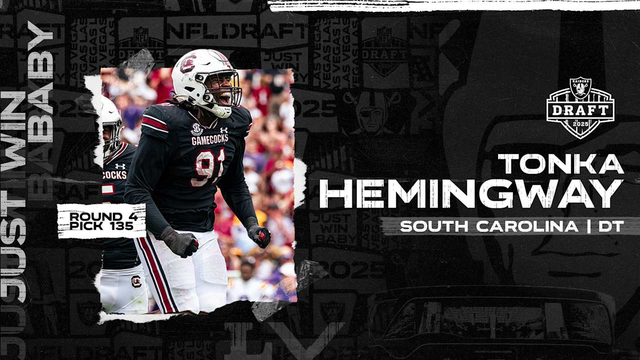Raiders select DT Tonka Hemingway with the No. 135 pick in the 2025 NFL ...