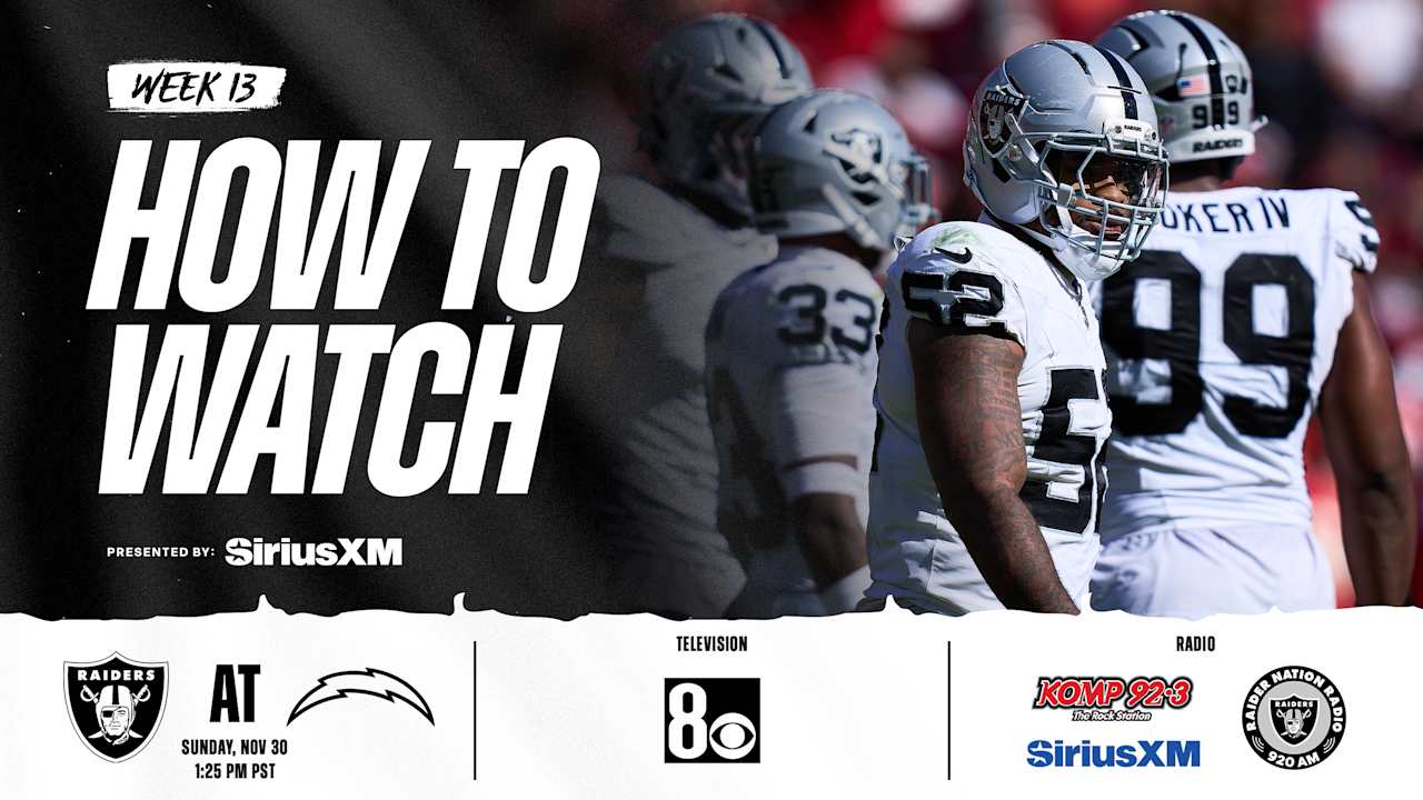 How to watch Las Vegas Raiders at Los Angeles Chargers on November 30 ...