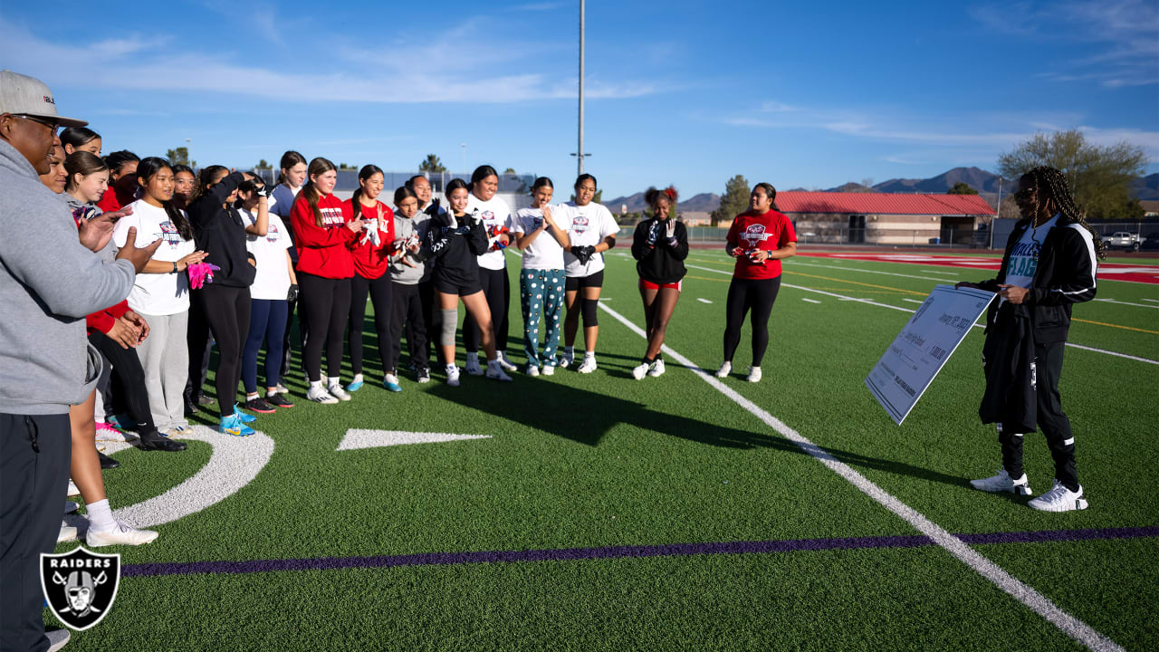 Photos: Raiders hype up local high school flag football teams
