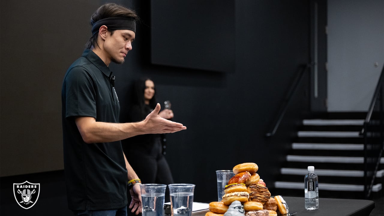 Photos: Matt Stonie eats way too many doughnuts at Raiders HQ