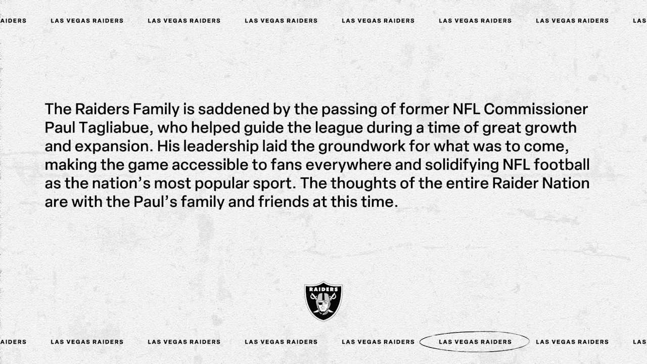 Raiders mourn the passing of former NFL Commissioner Paul Tagliabue