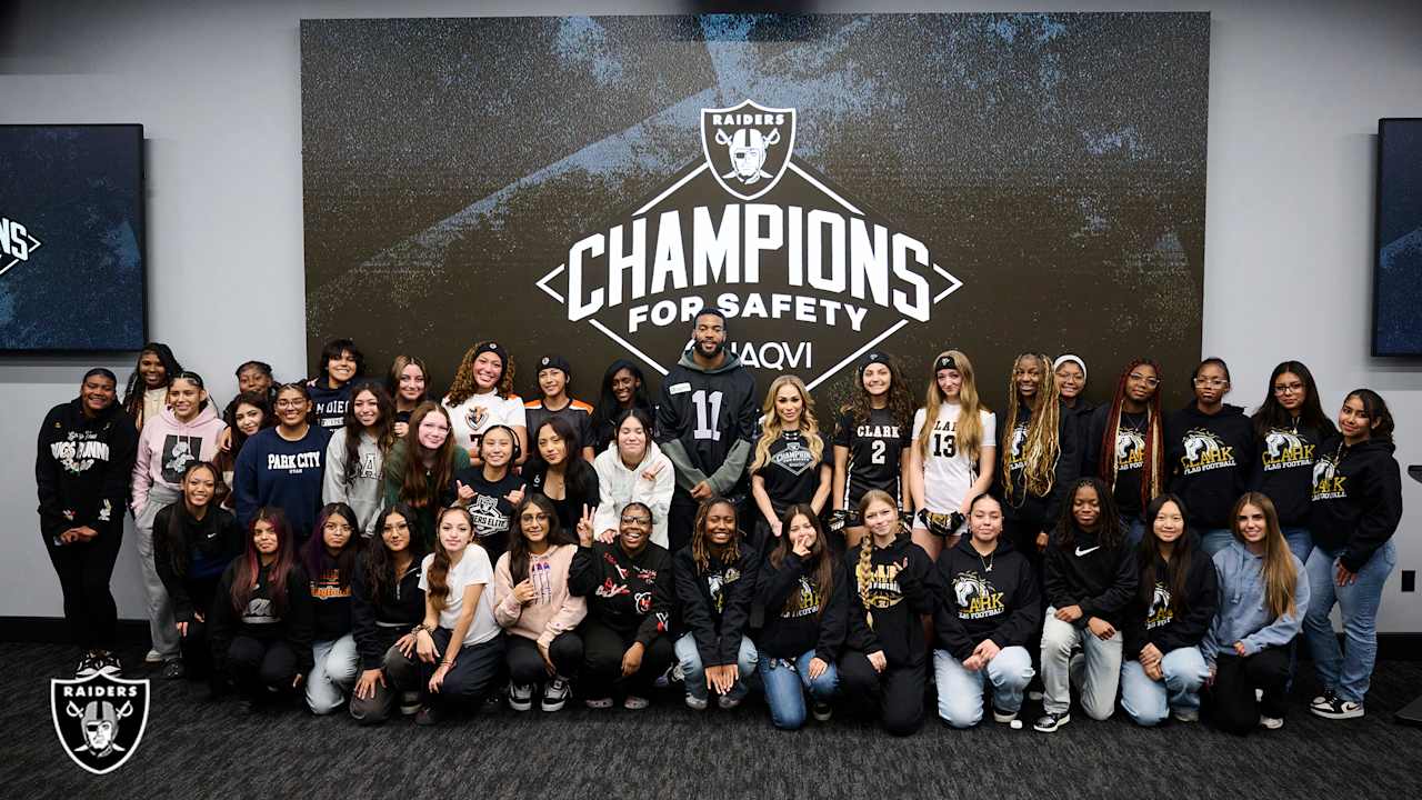 Photos: Raiders and Naqvi Injury Law donate to local flag football teams