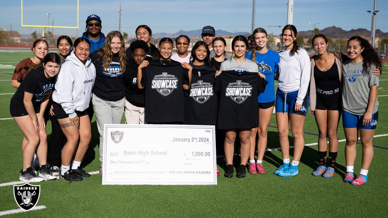 Photos: Raiders hype up local high school flag football teams