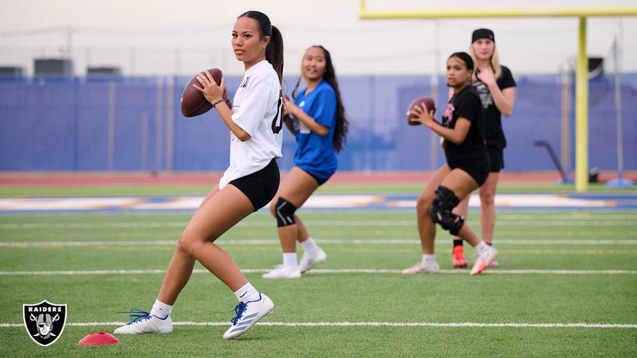 Photos: Raiders hype up local high school flag football teams