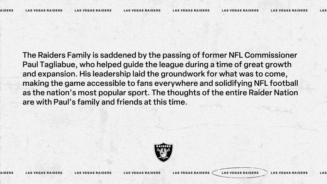 Raiders mourn the passing of former NFL Commissioner Paul Tagliabue
