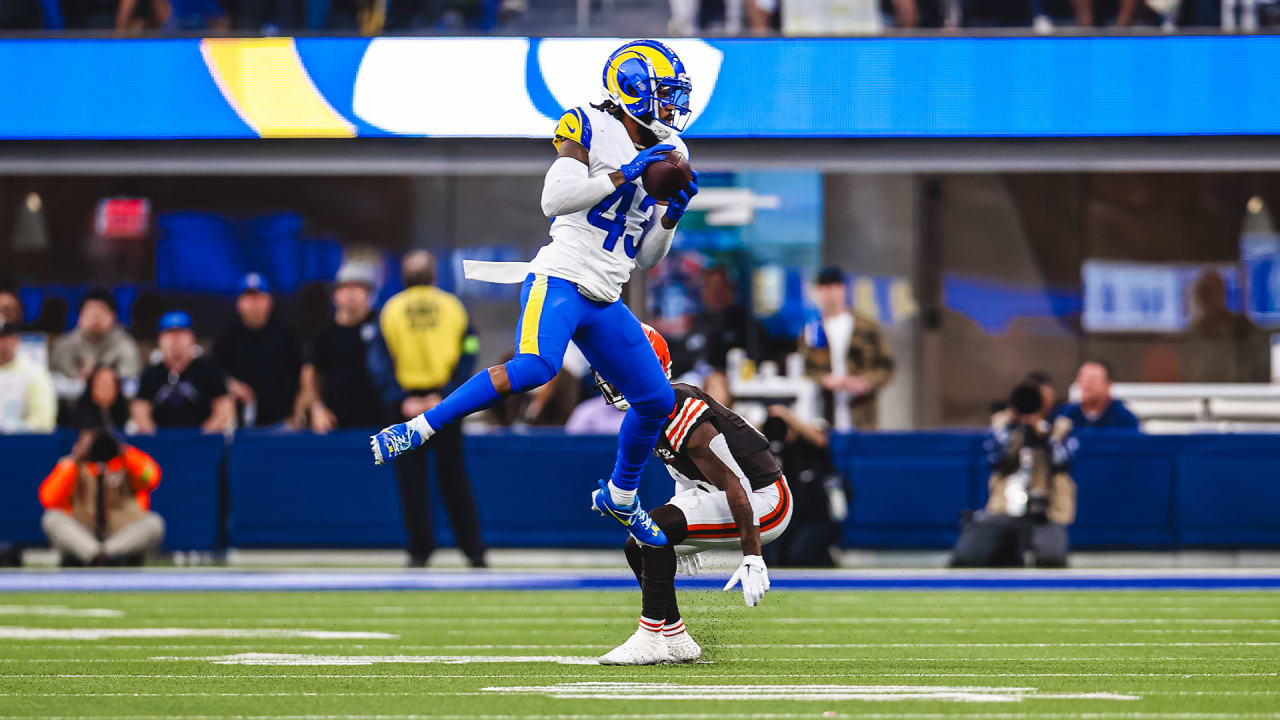 Los Angeles Rams defensive back John Johnson III intercepts Browns ...