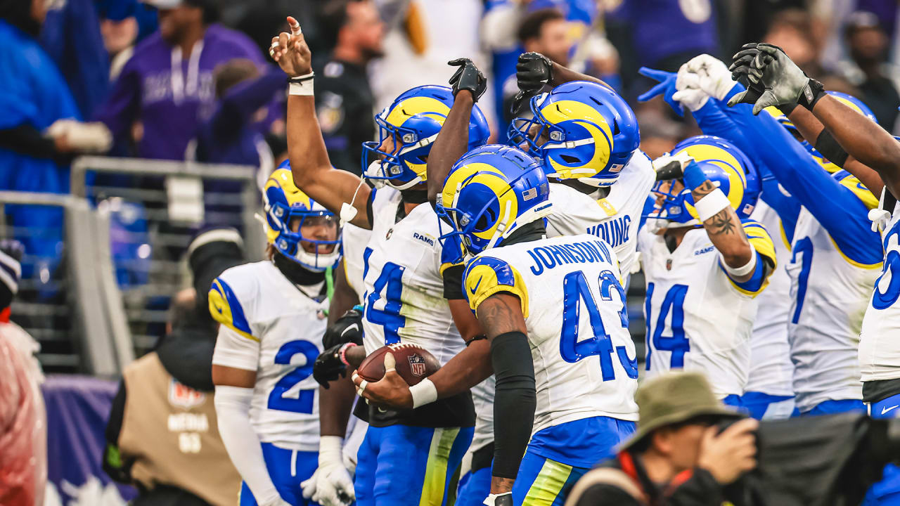 Los Angeles Rams defensive back Ahkello Witherspoon intercepts ...