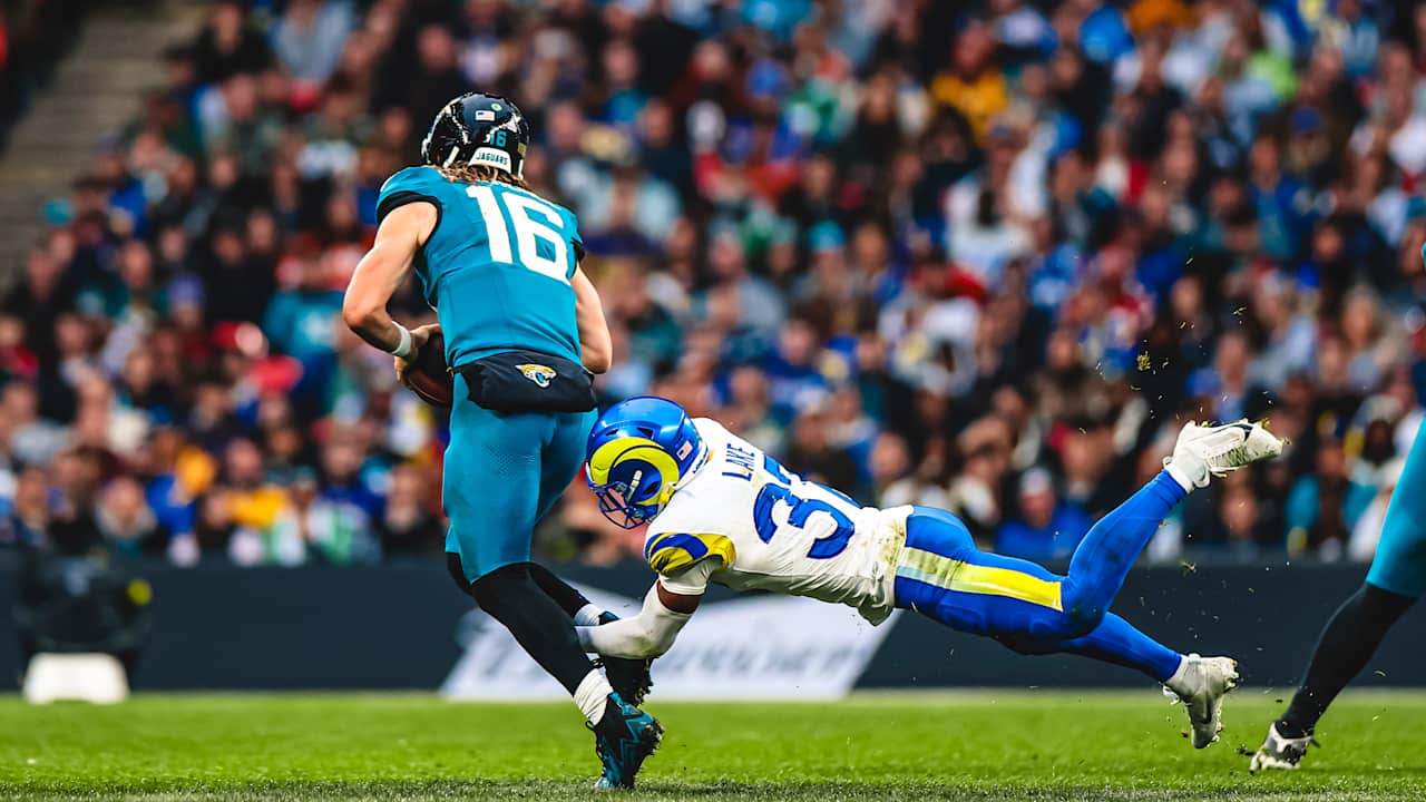 Quentin Lake sacks Trevor Lawrence - Los Angeles Rams Highlights - Week ...