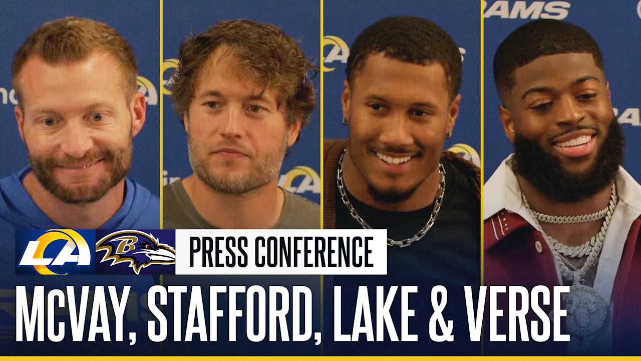 Sean McVay, Matthew Stafford, Quentin Lake & Jared Verse postgame press ...
