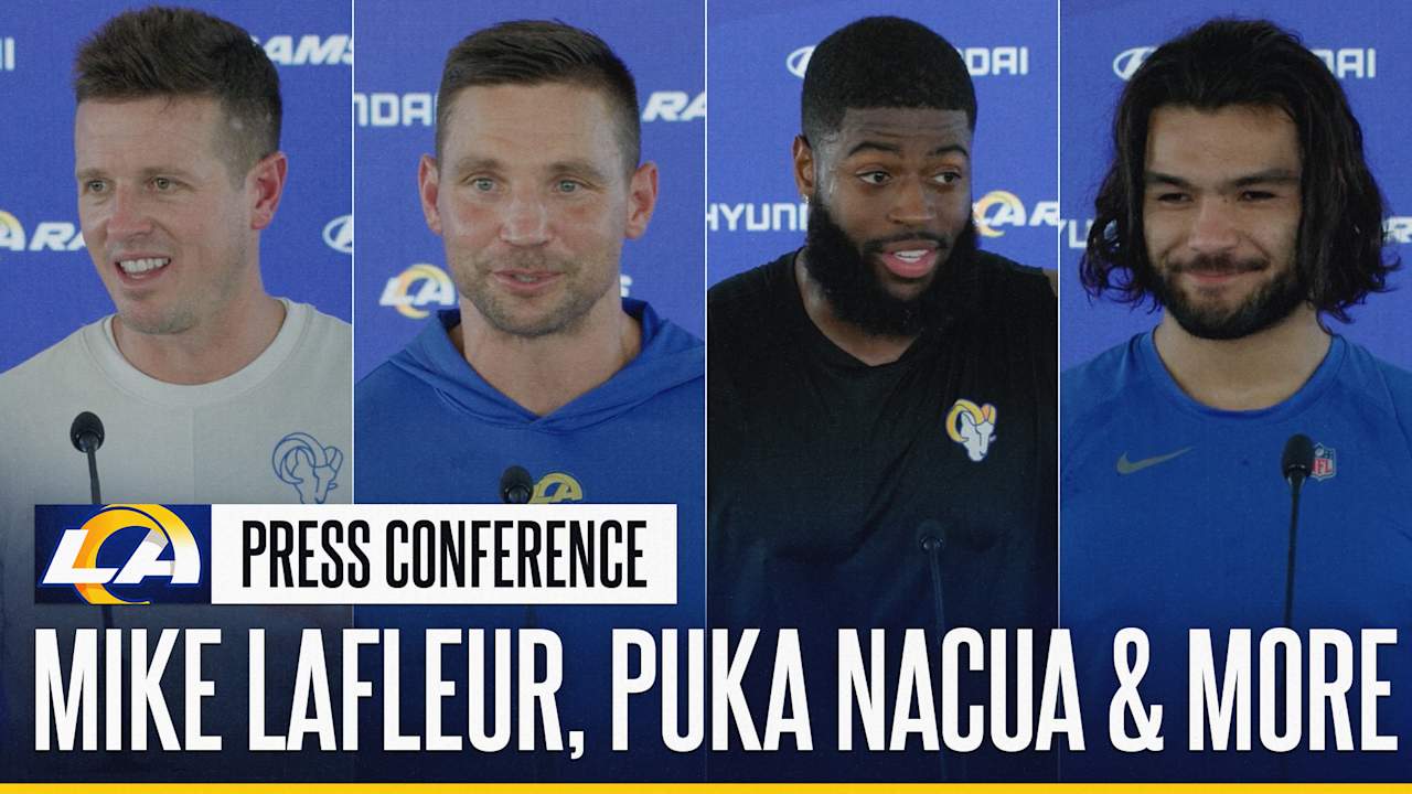 Los Angeles Rams offensive coordinator Mike LaFleur, defensive ...