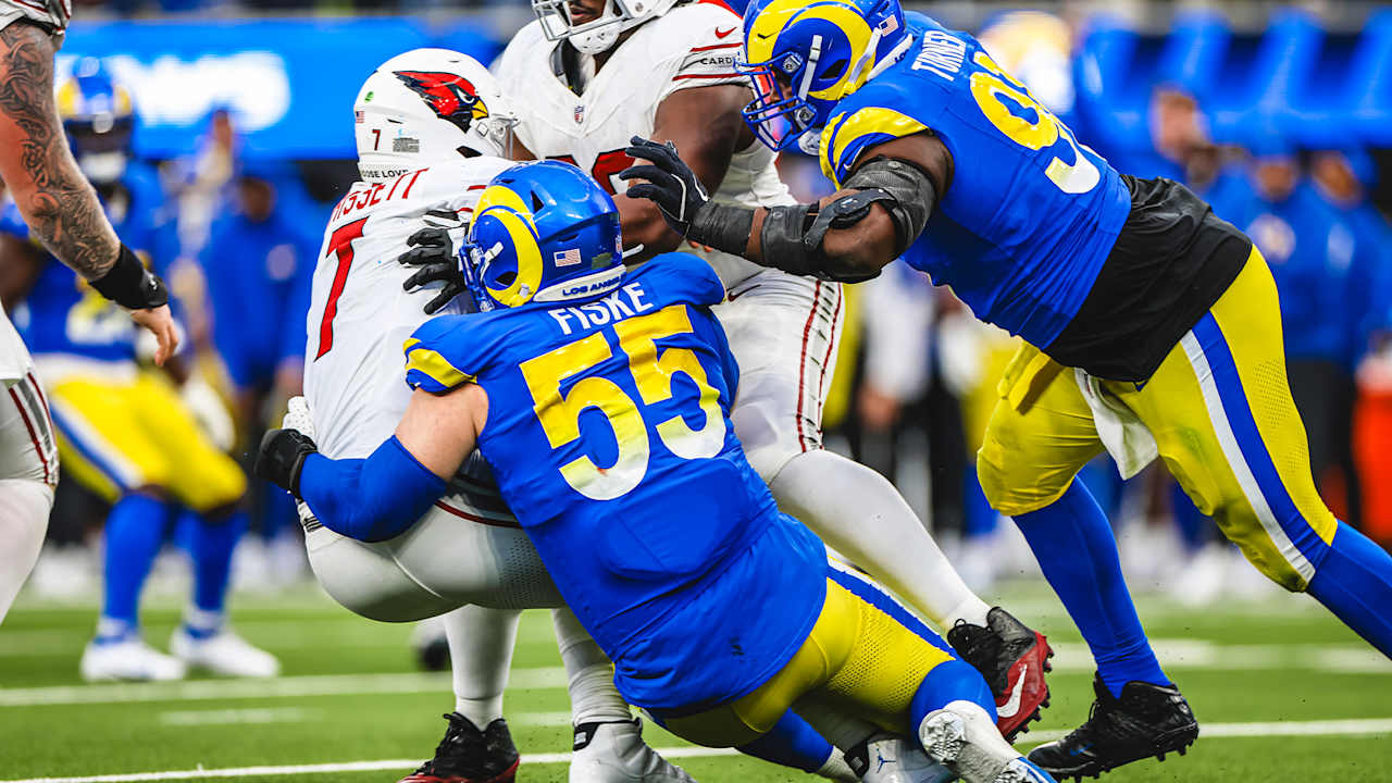 Braden Fiske sacks Jacoby Brissett - Los Angeles Rams Highlights - Week ...
