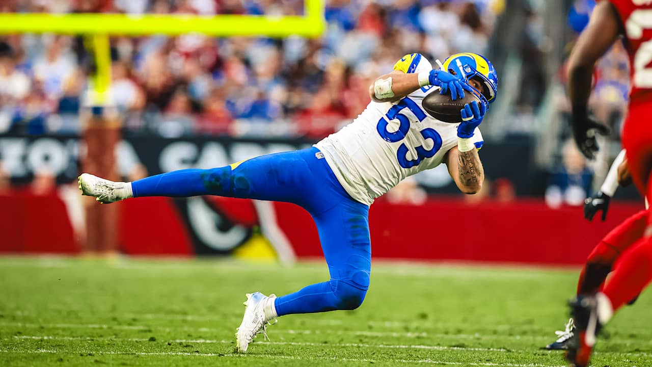 Nate Landman intercepts Jacoby Brissett - Los Angeles Rams Highlights ...