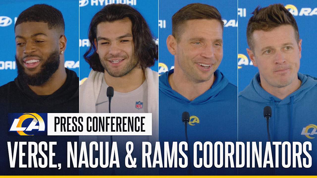 Los Angeles Rams outside linebacker Jared Verse, defensive coordinator ...