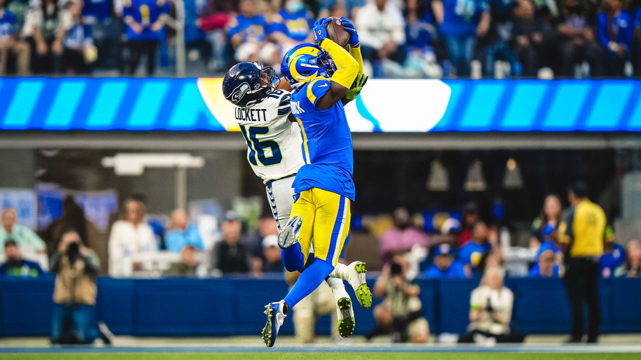 Los Angeles Rams defensive back Derion Kendrick makes an interception ...