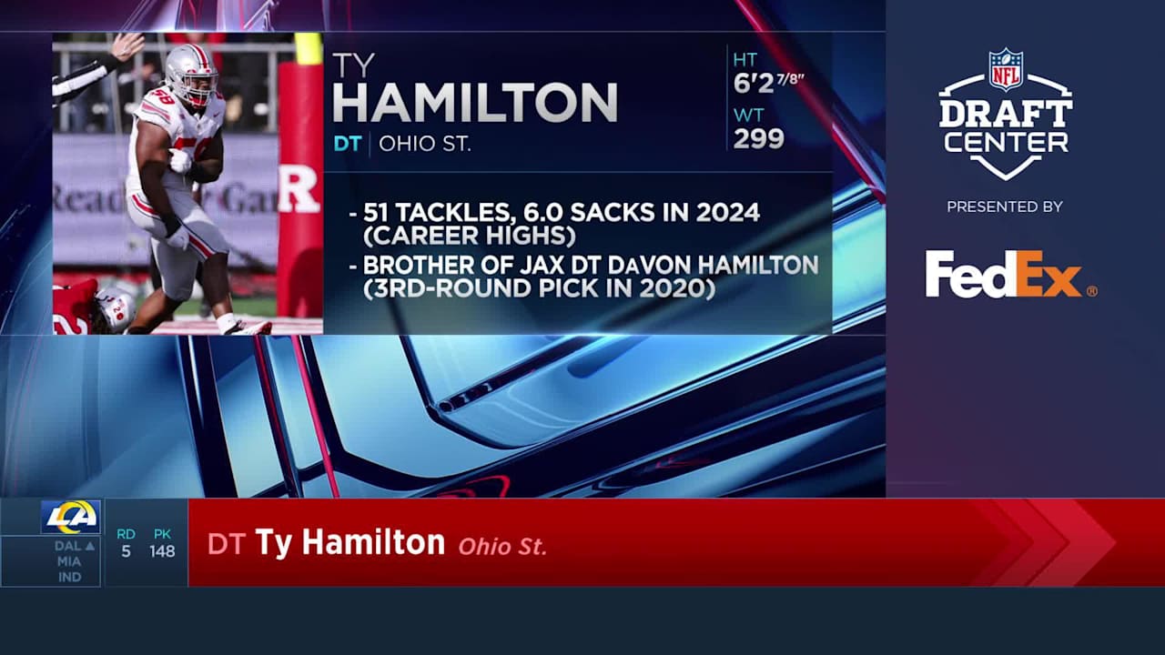 Ohio State defensive lineman Ty Hamilton selected by the Los Angeles ...