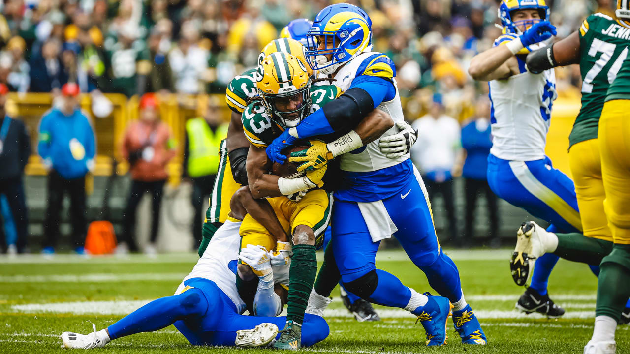 Los Angeles Rams defense swarms Packers RB Aaron Jones to force a ...