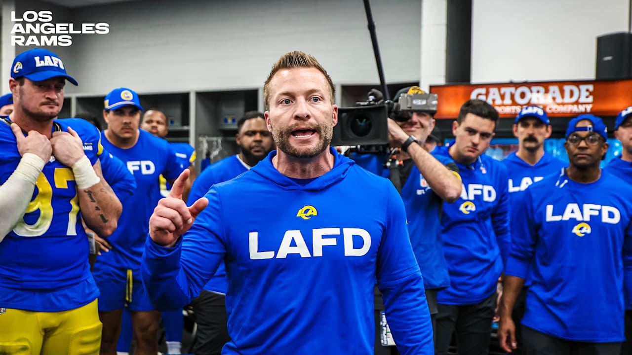 VICTORY PHOTOS: Inside the locker room as Rams celebrate 27 - 9 Wild ...