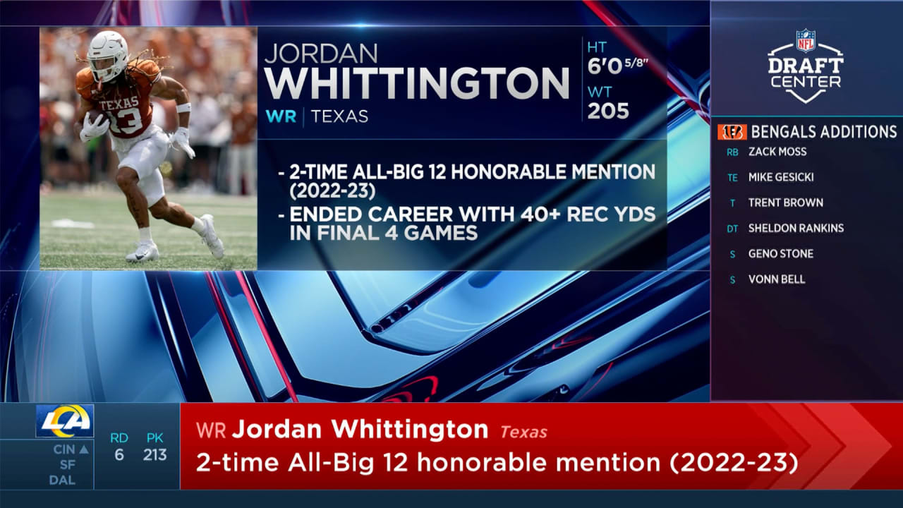 Rams select WR Jordan Whittington with No. 213 pick in 2024 draft