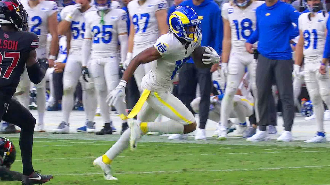 Los Angeles Rams wide receiver Demarcus Robinson speeds across the ...