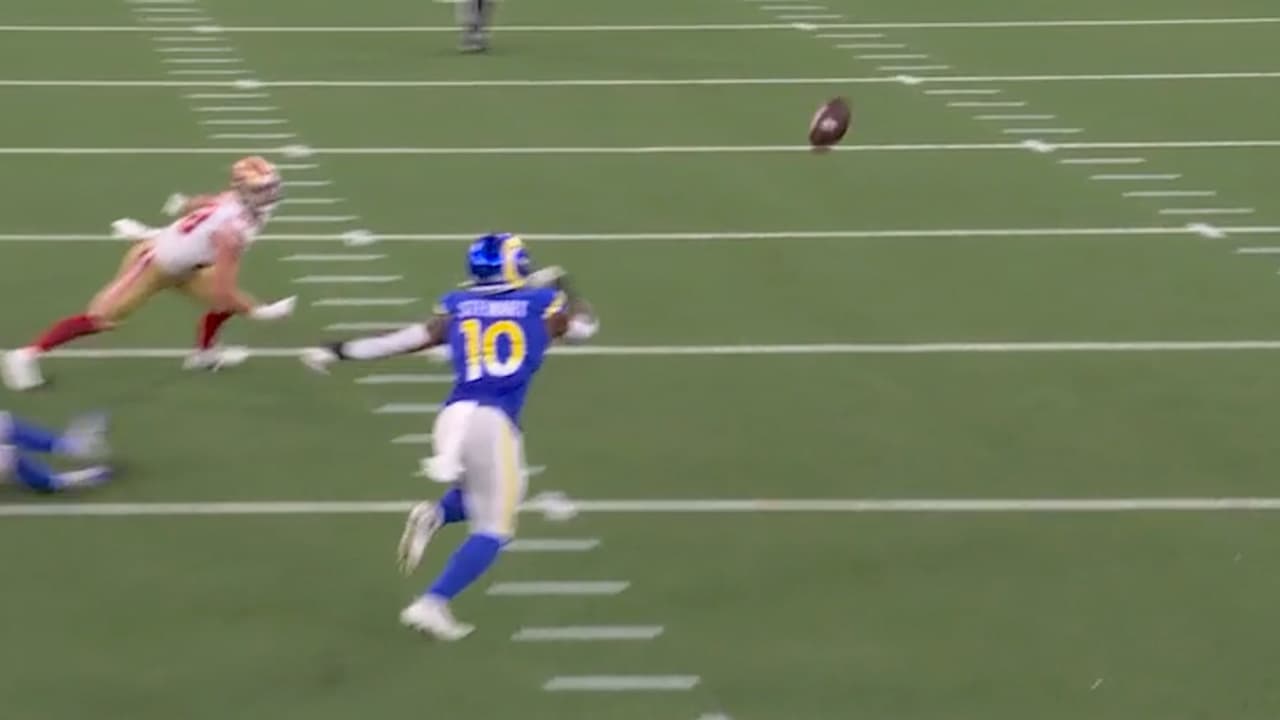 Josaiah Stewart blocks pass from QB Mac Jones - Los Angeles Rams ...