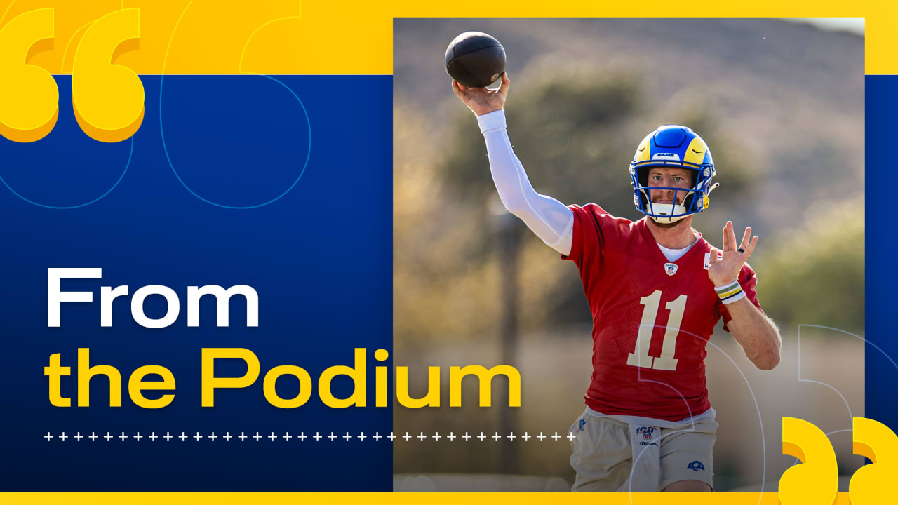 From the Podium: Rams' Sean McVay, Carson Wentz, Aaron Donald, Mike ...