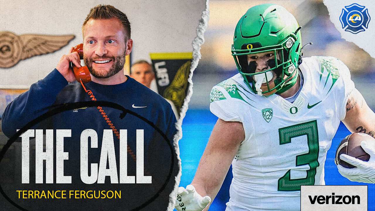 Oregon tight end Terrance Ferguson 2025 NFL Draft call from Sean McVay ...