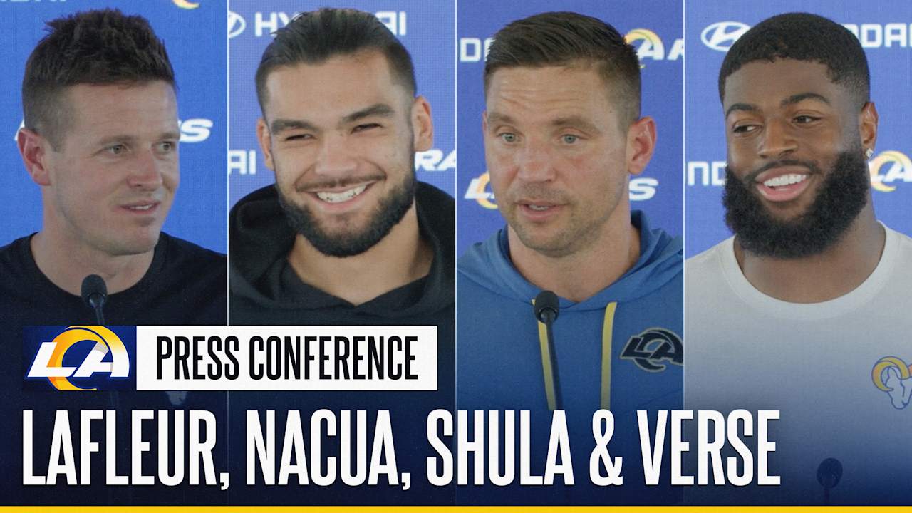 Los Angeles Rams offensive coordinator Mike Lafleur, wide receiver Puka ...