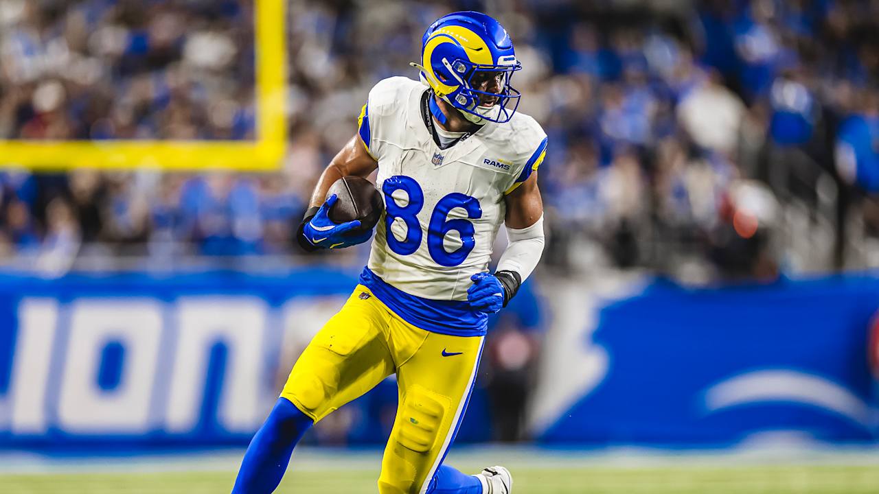 Colby Parkinson catch and run Lions | Los Angeles Rams Highlights ...