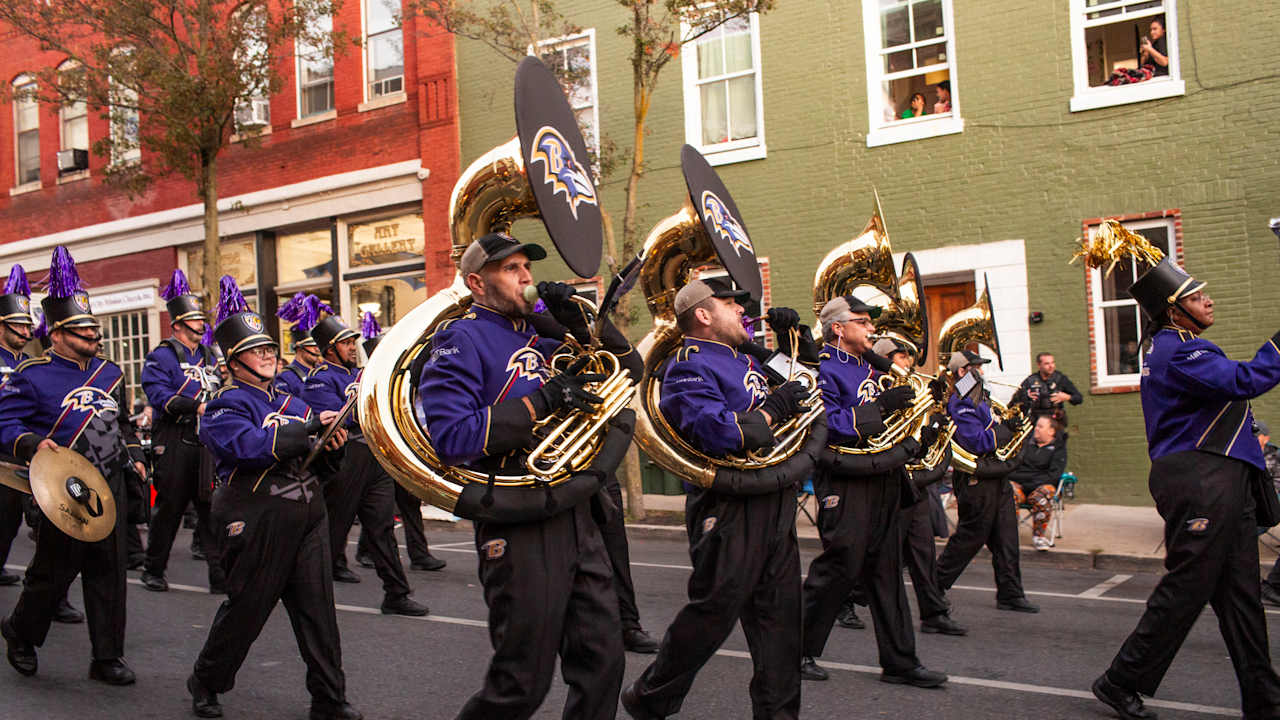 Marching Ravens at the 2024 Hagerstown Mummers Parade