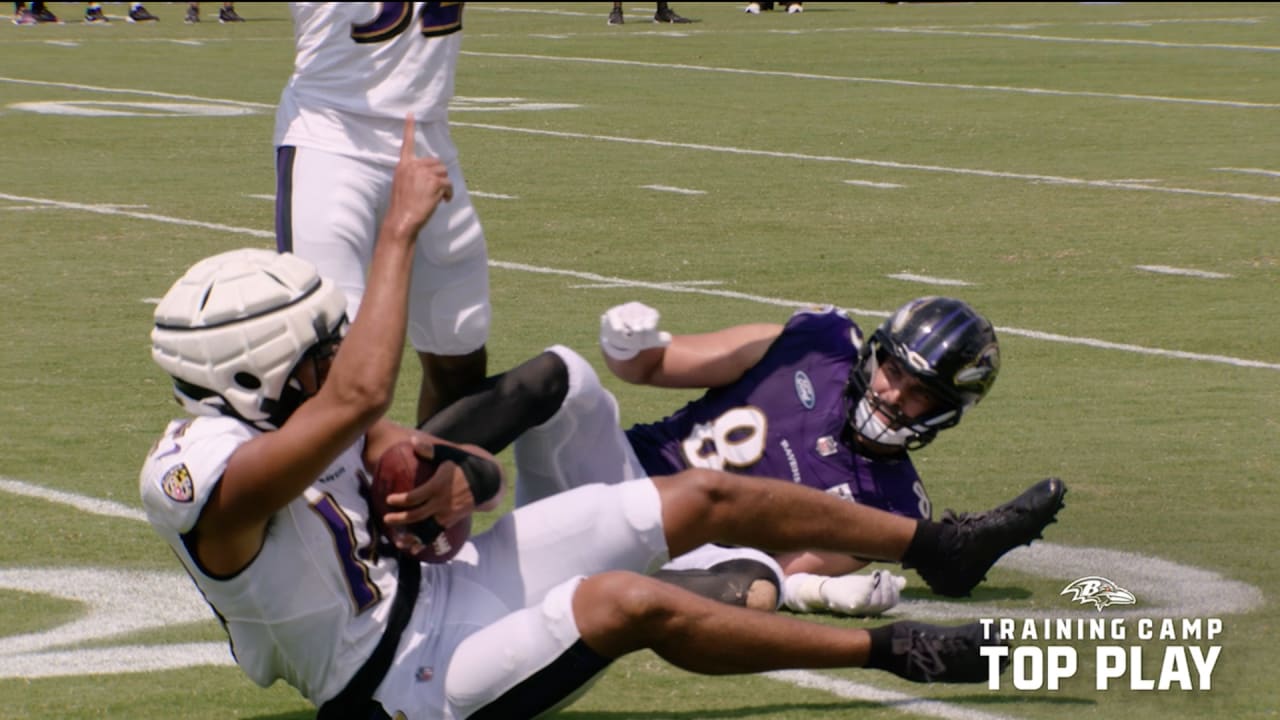 Kyle Hamilton Kicks an Interception to Himself | Ravens Training Camp ...