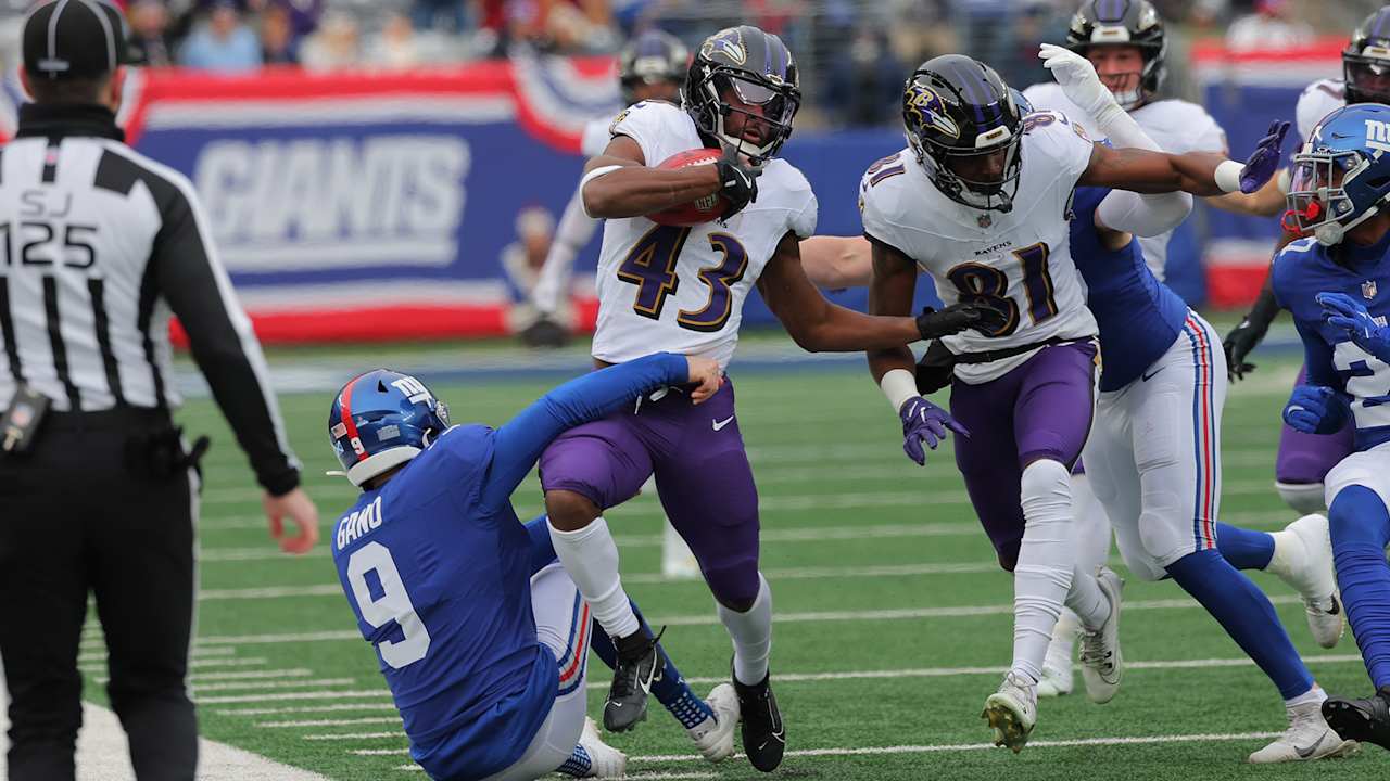 Justice Hill Rips Off Ravens' Longest Kickoff Return | Highlight: Ravens vs. Giants, Week 15 2024