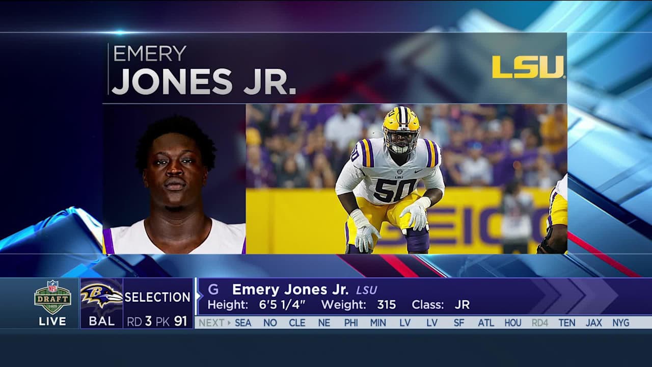 Watch the Ravens Select Emery Jones Jr. No. 91 Overall