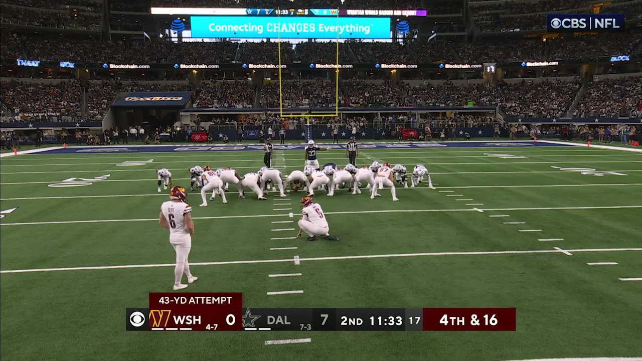 Joey Slye's 43-yard FG gets Commanders on board in second quarter