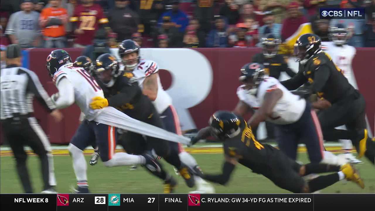 Commanders overwhelm Caleb Williams for 15-yard sack to push Bears out ...