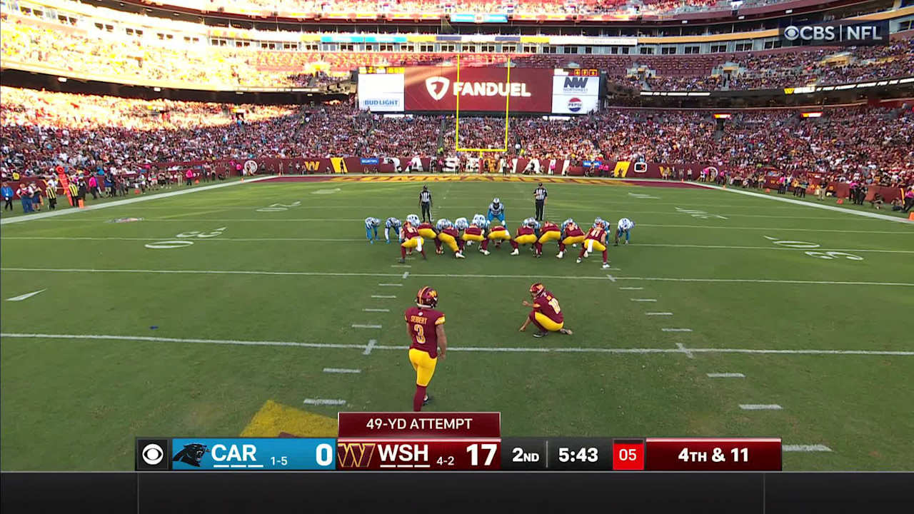 Austin Seibert's 49-yard FG extends Commanders lead to 20-0