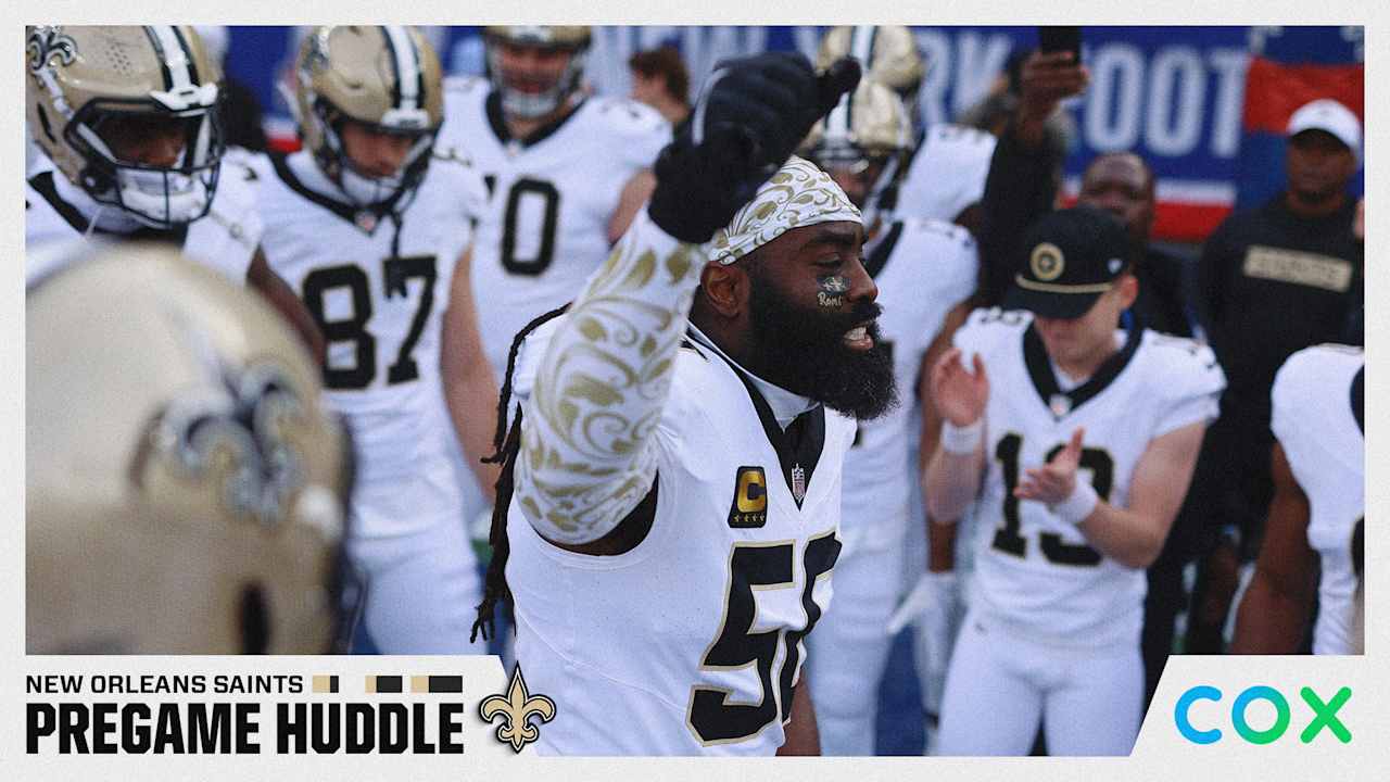 Demario Davis leads Saints Pregame Huddle at NY Giants