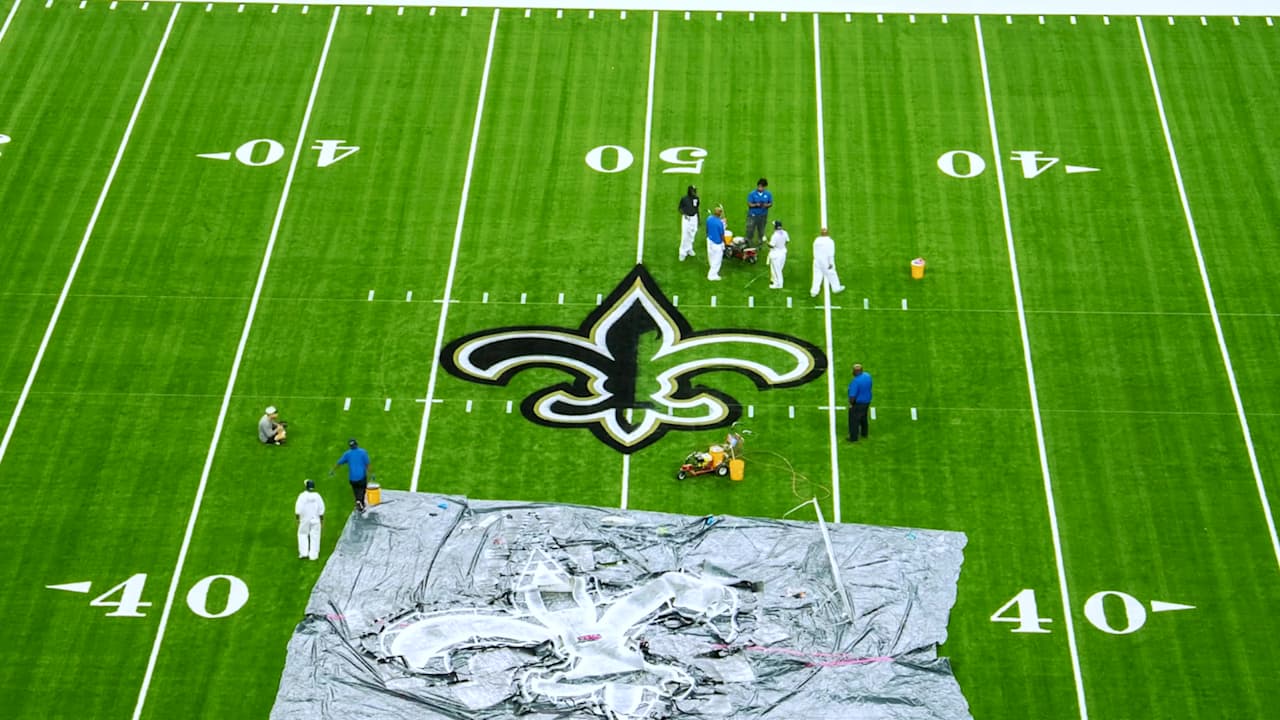 Caesars Superdome field painted ahead of preseason home opener