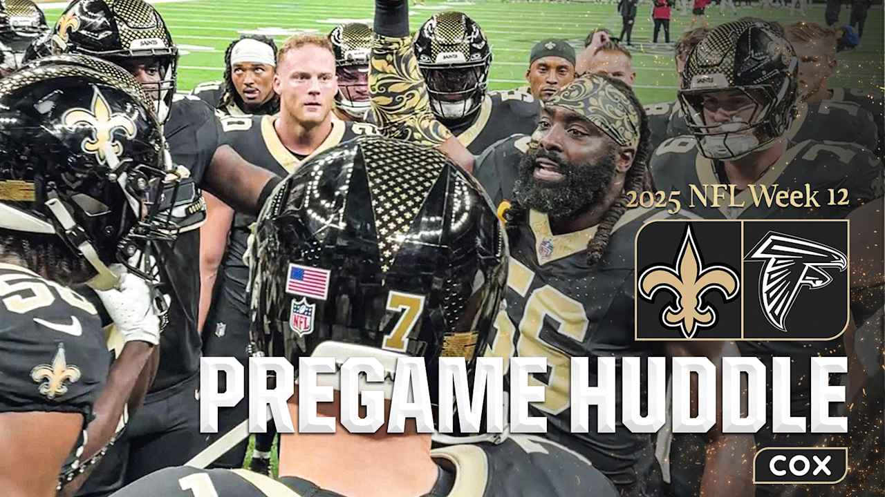 Demario Davis leads Saints Pregame Huddle at Falcons