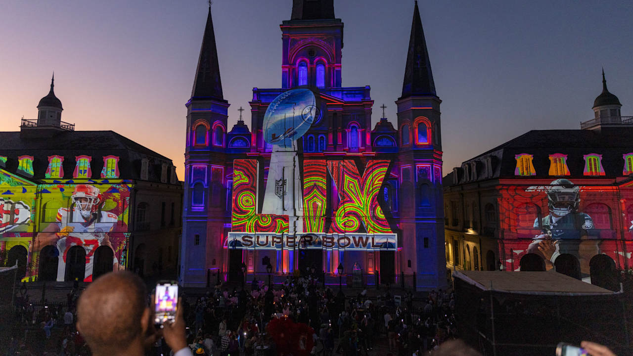 Photos: NFL casts light show atop New Orleans' St. Louis Cathedral