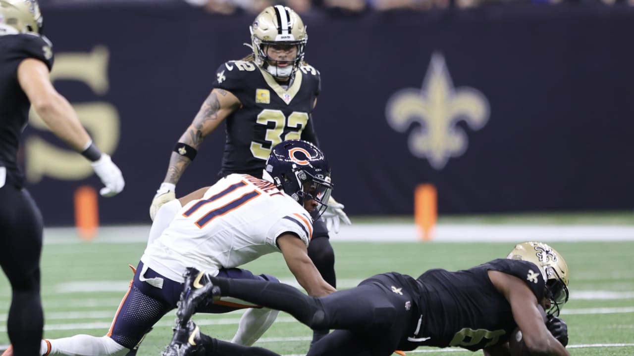 Week 9 Highlights: Paulson Adebo INT his 3rd turnover vs. Chicago Bears