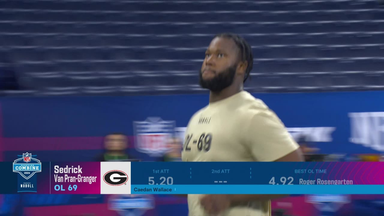 Sedrick Van Pran-Granger runs 40-yard dash | 2024 NFL Scouting Combine