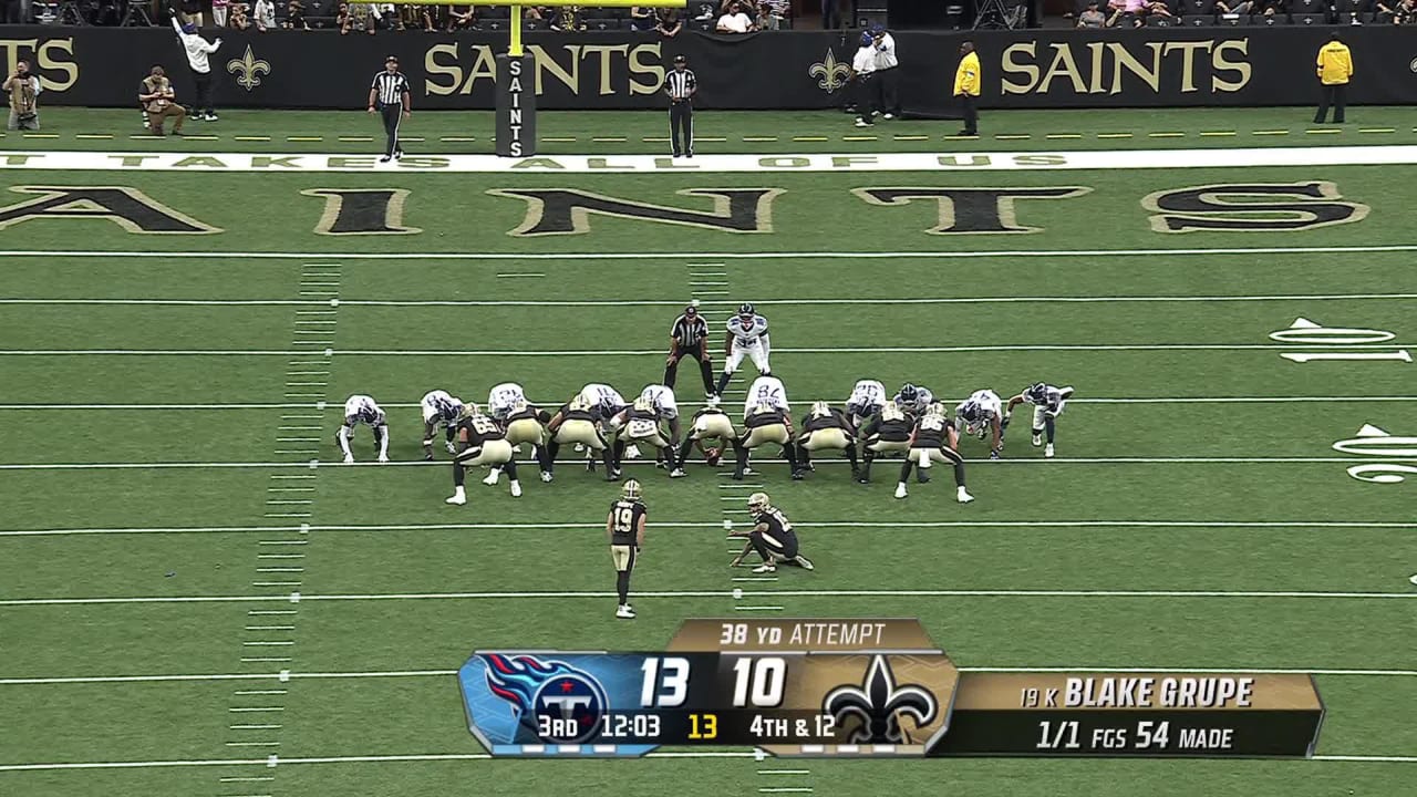 Saints K Blake Grupe ties preseason finale vs. Titans at 13-13