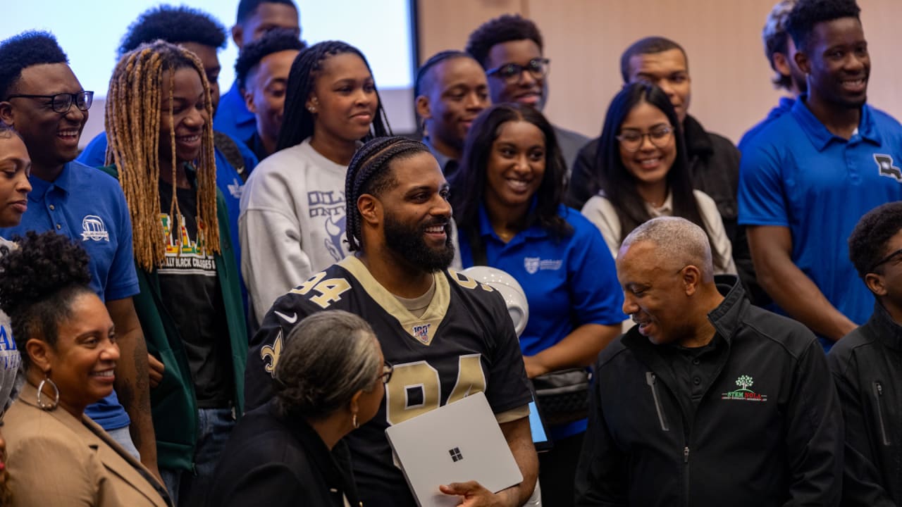 Photos: Cam Jordan surprises Dillard University students with Microsoft ...