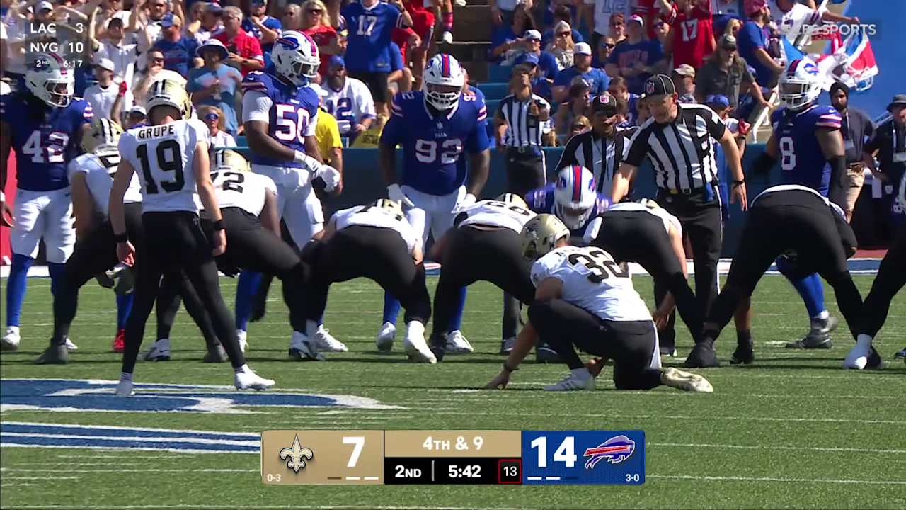 Saints K Blake Grupe 54-yard FG makes it a one-score game vs. Bills