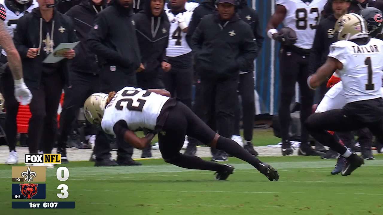 Saints CB Quincy Riley flies in for 1st NFL INT!