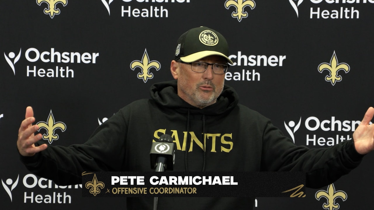 Pete Carmichael talks running game, Chris Olave 12/7/23